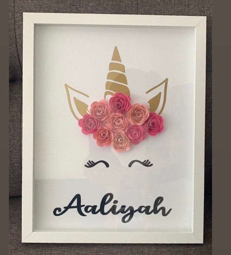 Unicorn Shadow Box | Paper Flower Shadow Box | Paper Flowers | - Etsy