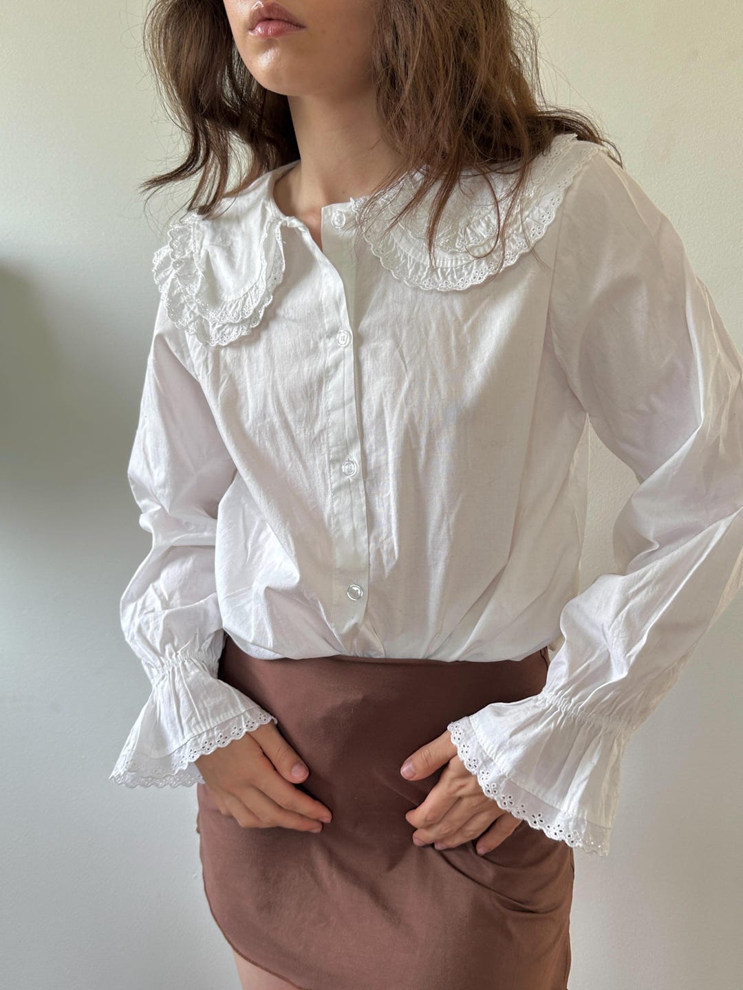Vintage 70s Ruffle Blouse S - Etsy