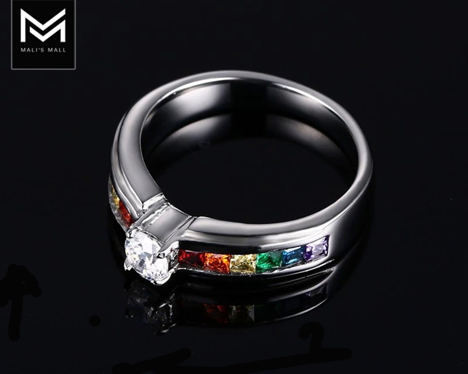 Lesbian Pride Ring Lovers Ring Rainbow Stone Ring - Etsy