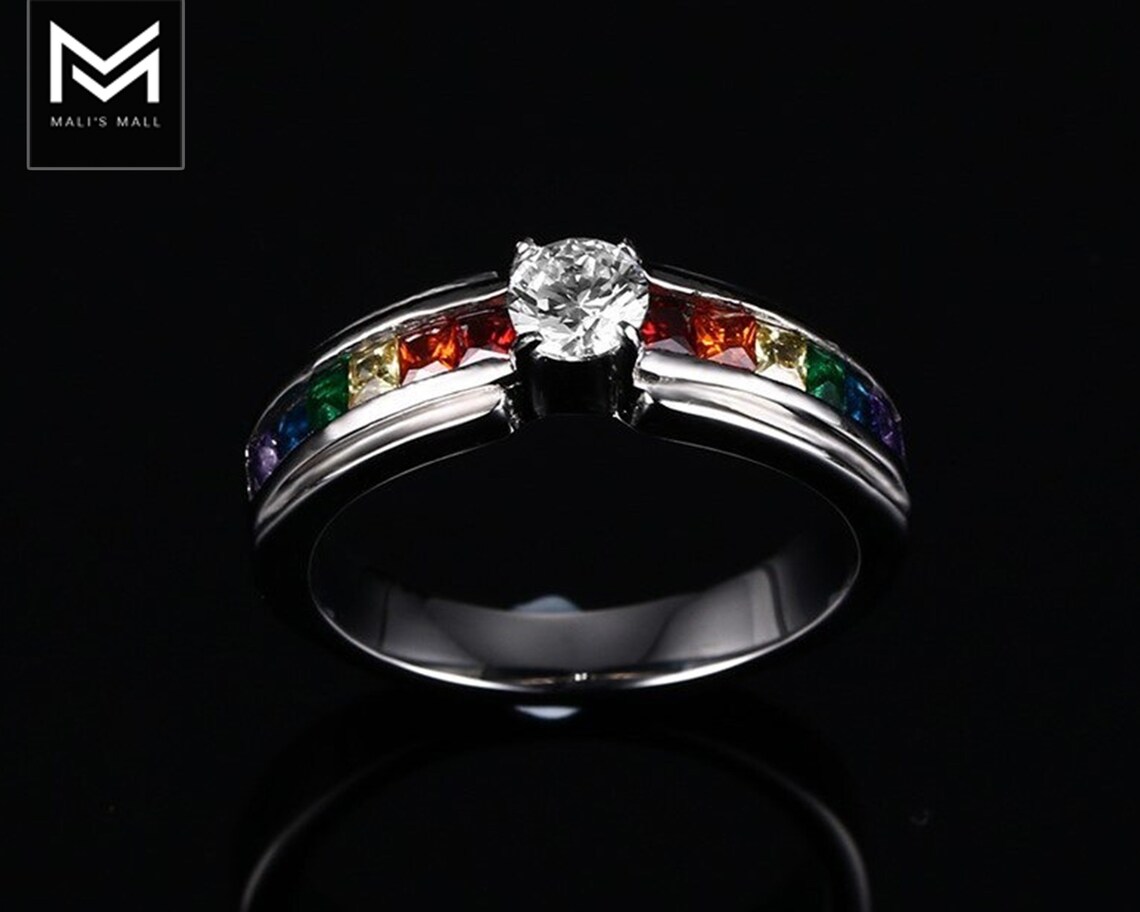 Lesbian Pride Ring Lovers Ring Rainbow Stone Ring - Etsy