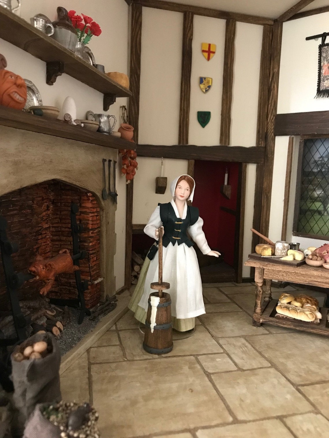 12th Scale Tudor Milk Maid Making Butter. - Etsy UK