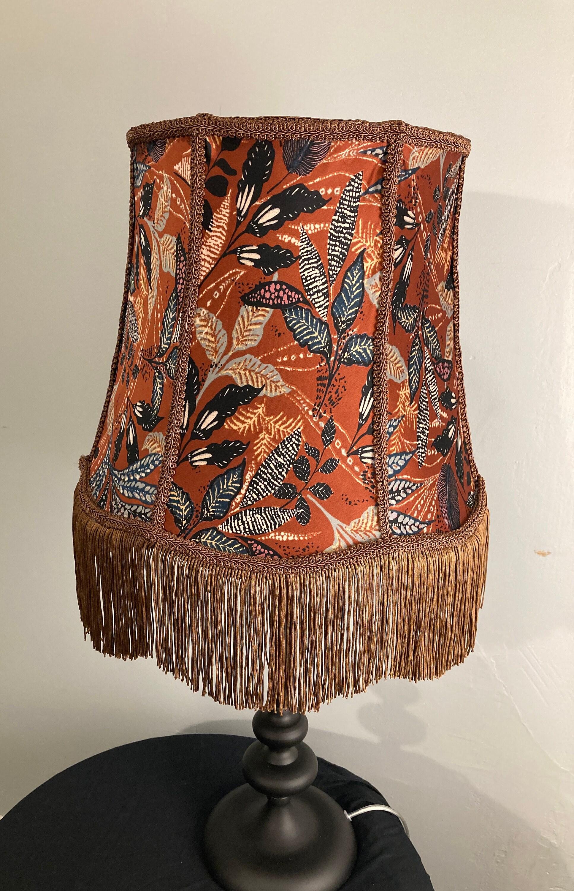 Julianna Hand Sewn Original Lampshade Rust Colored Background With ...