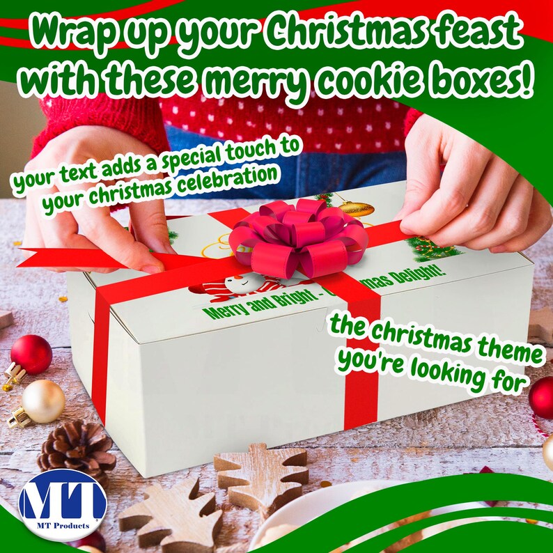 MT Products Custom Printed Text Bakery Boxes for Merry Christmas and ...