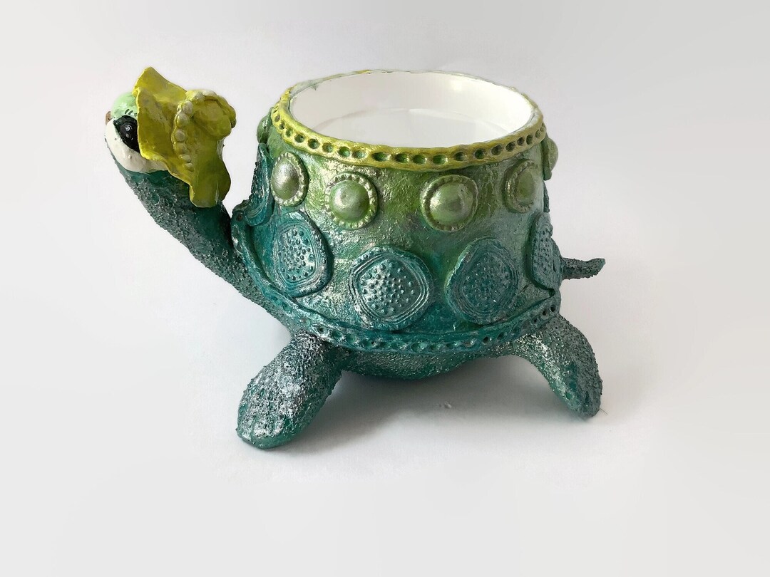 Unique Cute Turtle Cement Planter for Herbs or Succulents Made From ...