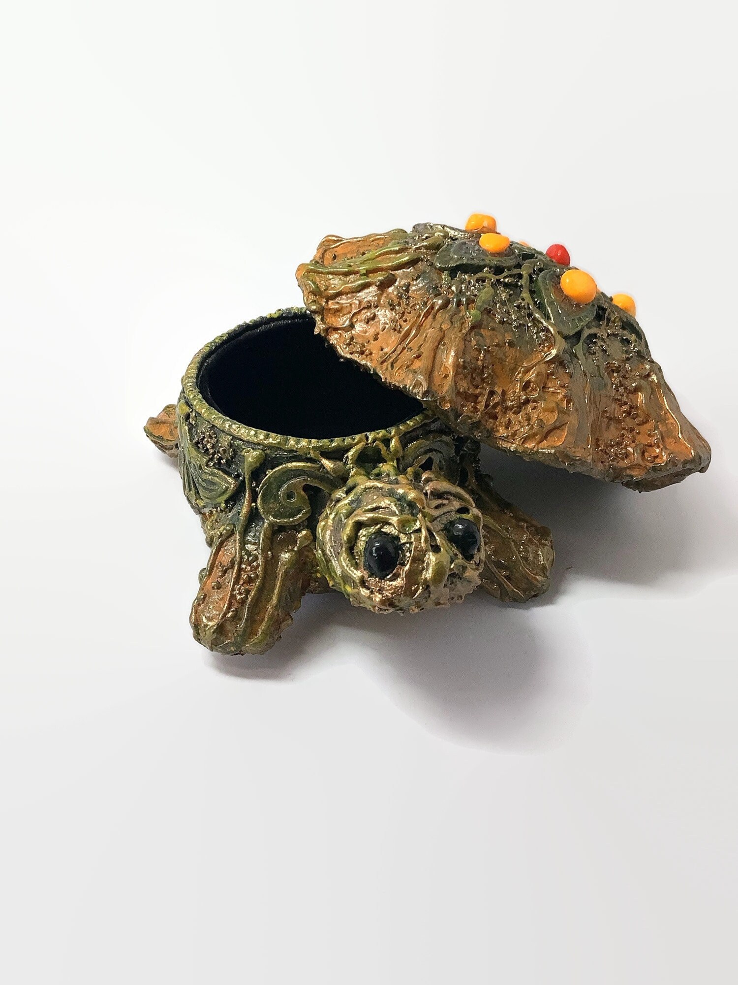 Handmade Cute Turtle Jewelry Box Made as Papier Mache and Ornamented ...