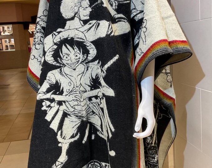 Handmade Alpaca Wool Poncho: One Piece Anime Design - Etsy