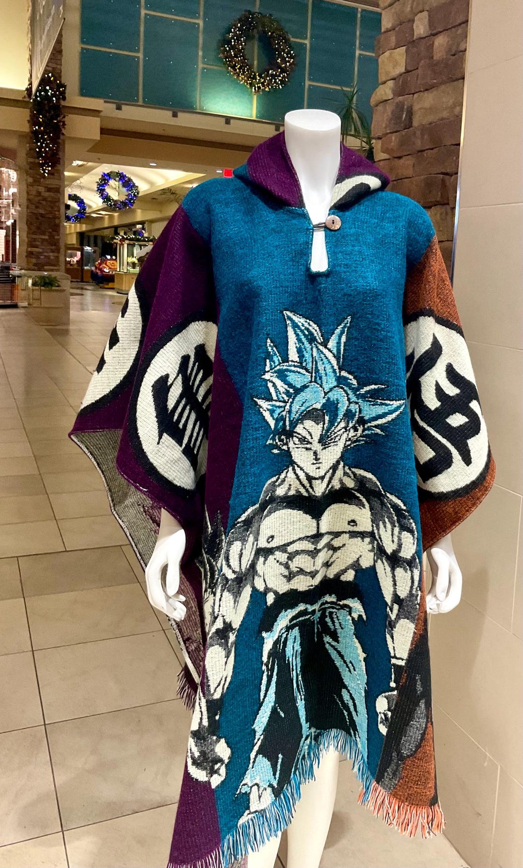 Handmade Alpaca Wool Poncho, Dragon Ball Z, Goku Anime, Unisex, One ...