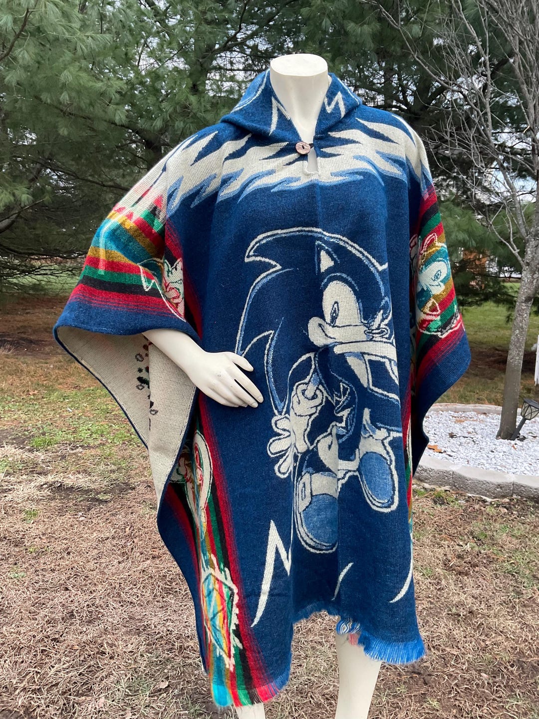 Anime, Handmade Alpaca Wool Poncho: Sonic - Etsy UK