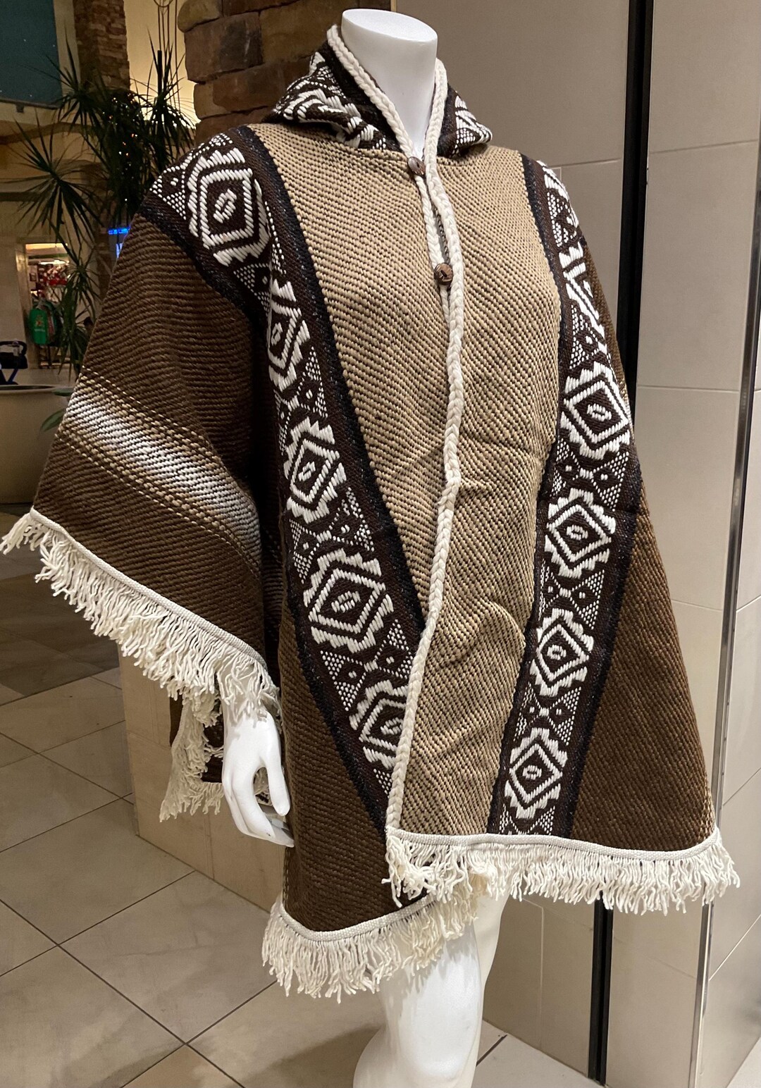 Handmade Sheep Wool Poncho: Ecuadorian Indigenous Design - Etsy