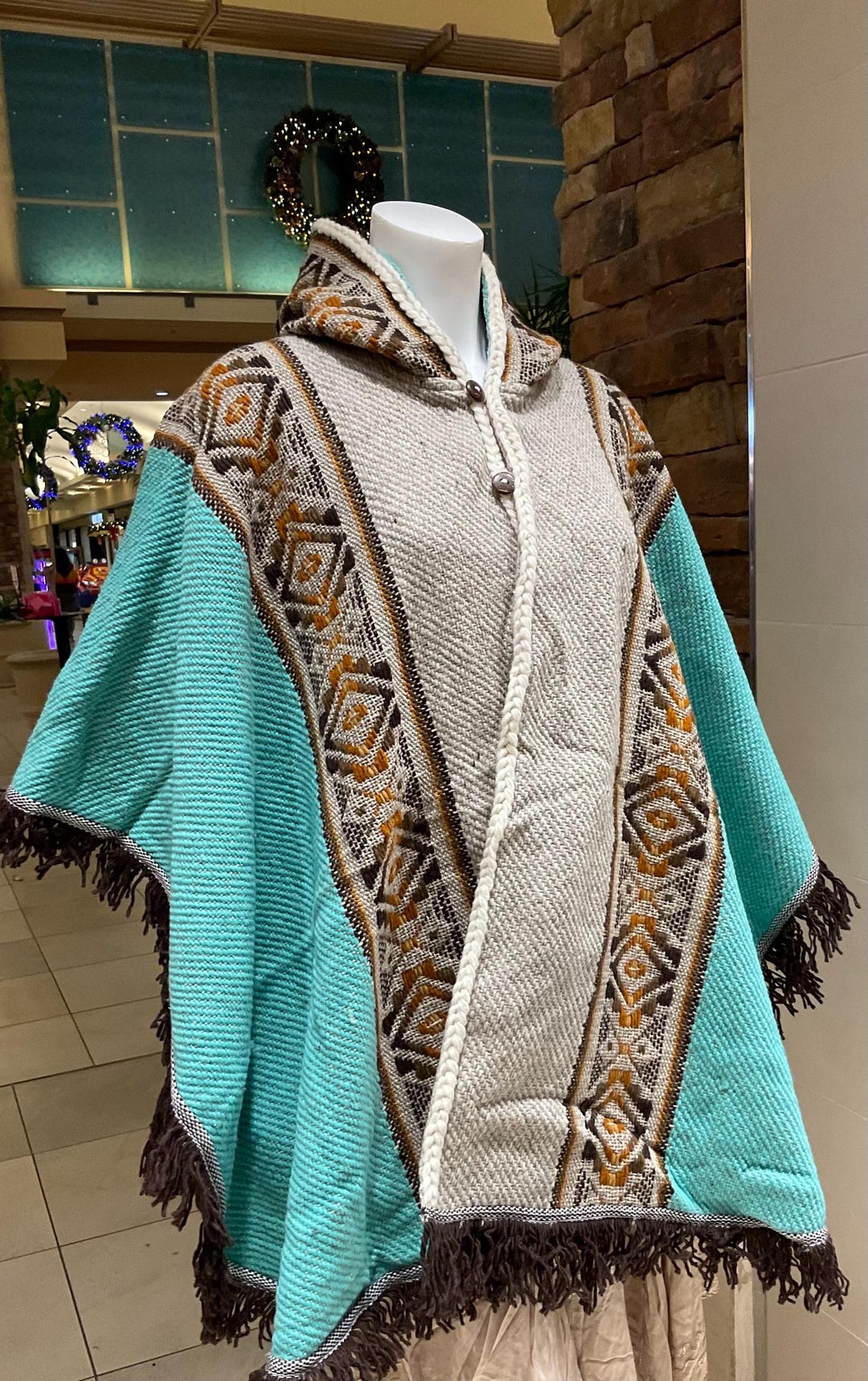 Handmade Sheep Wool Poncho: Ecuadorian Indigenous Design, Very Soft and ...