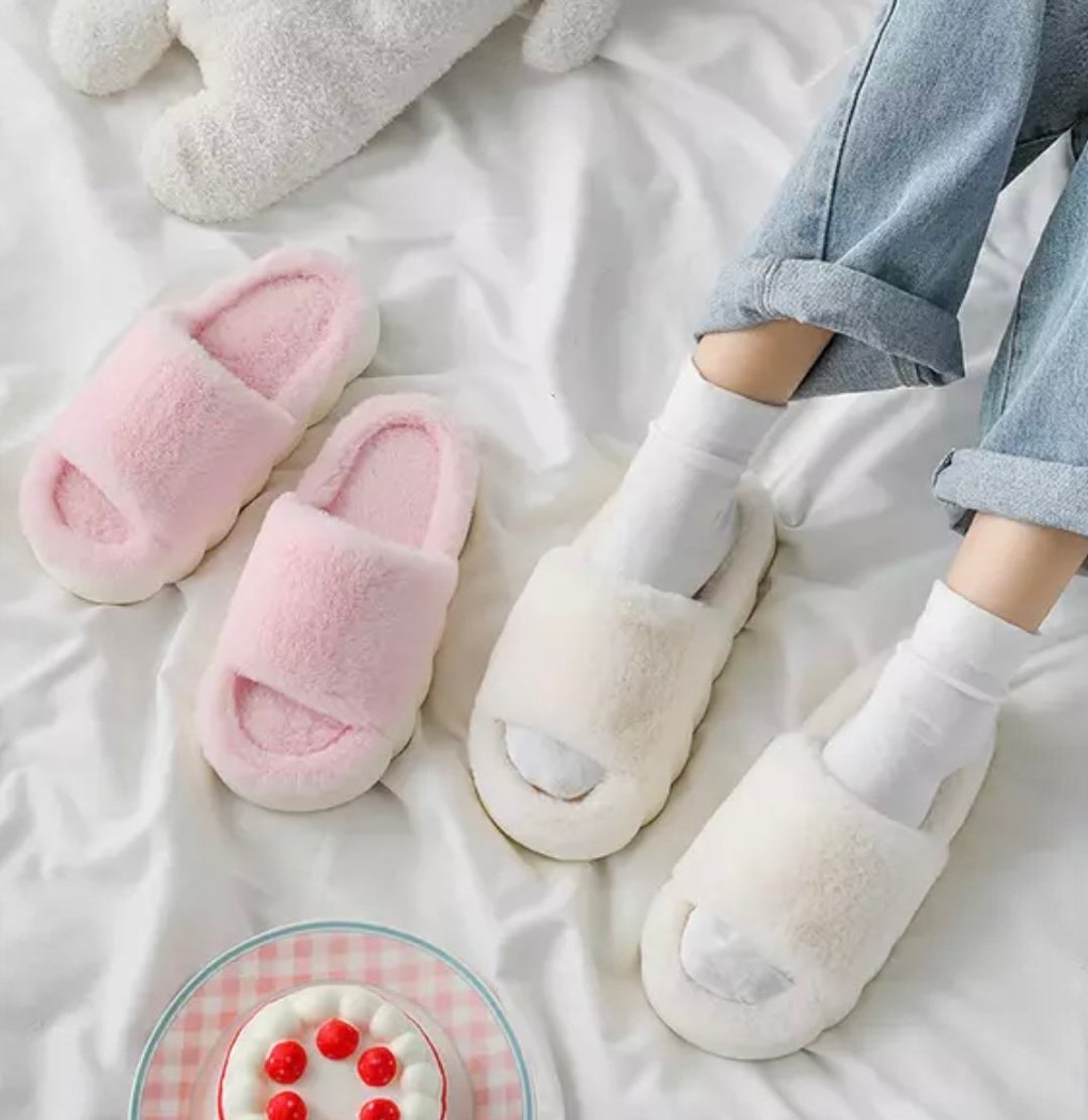 Fluffy Autumn Slippers Adults Platform Designer Open Toe - Etsy