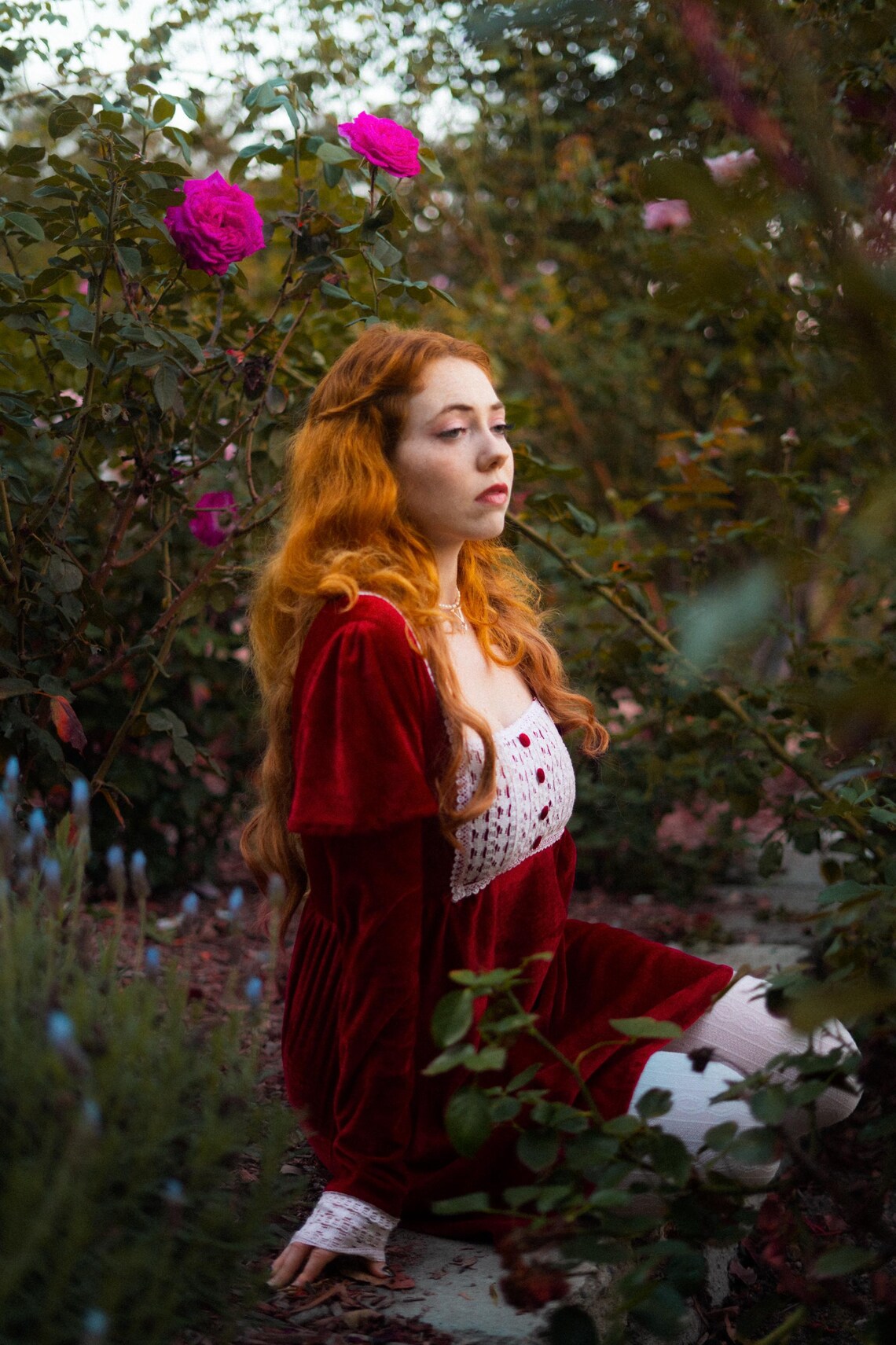 1960s Witchy Gothic Red Velvet Lace Dress - Etsy Canada