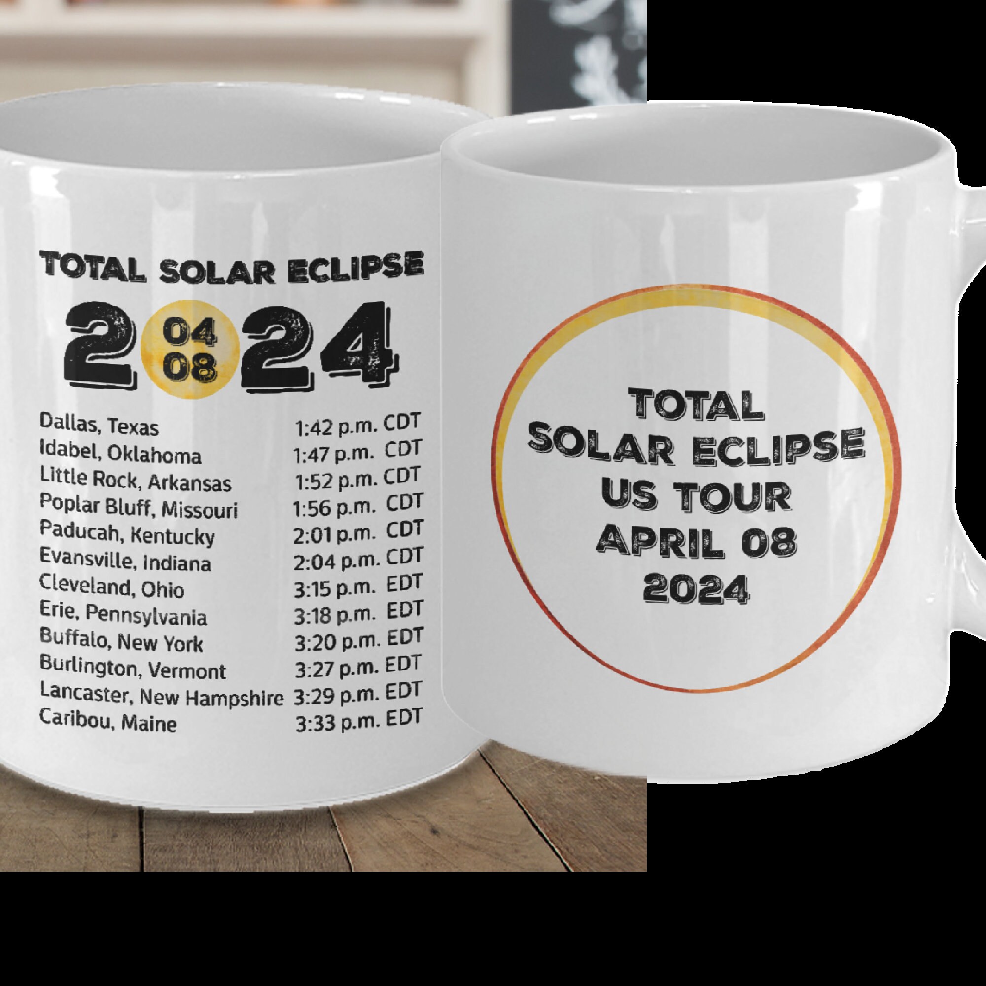 Total Solar Eclipse Mug, Solar Eclipse 2024 US Tour sold by Waterproof ...