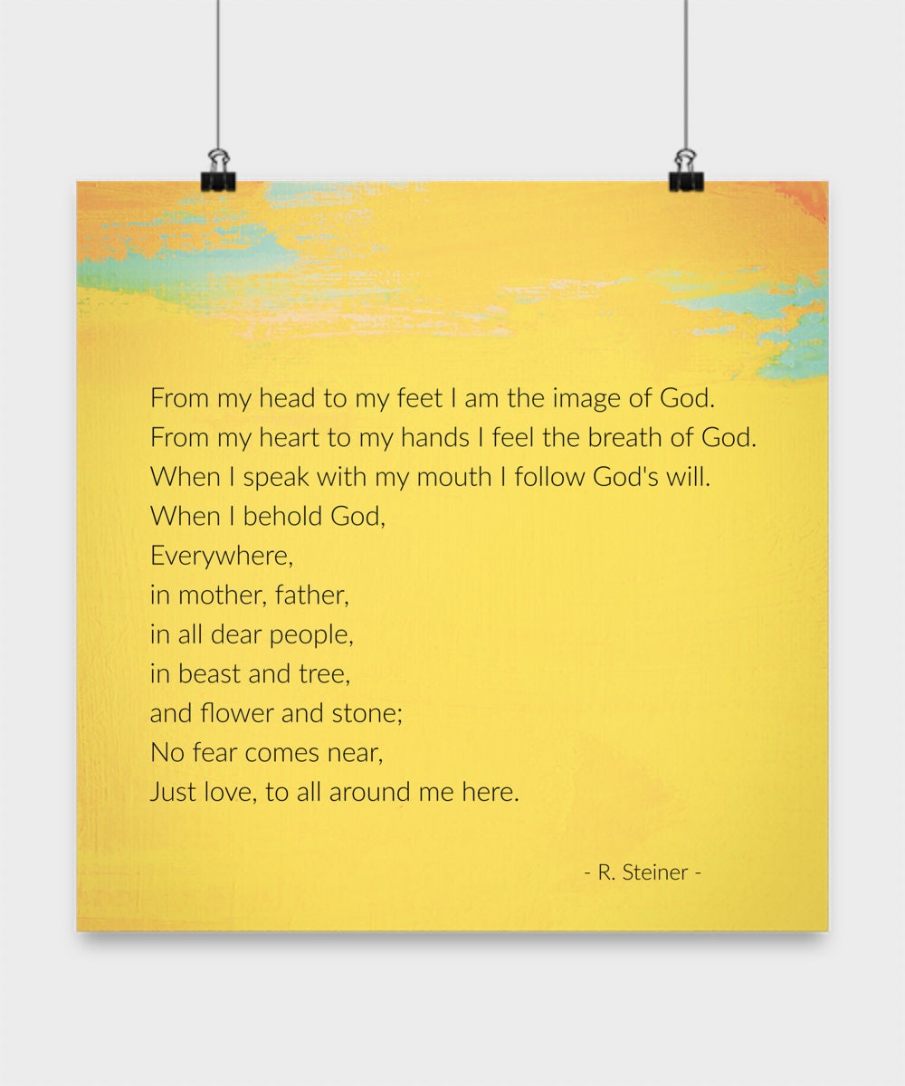 Waldorf Poem Poster, Homeschooling Prayer, Wall Art for Students of ...