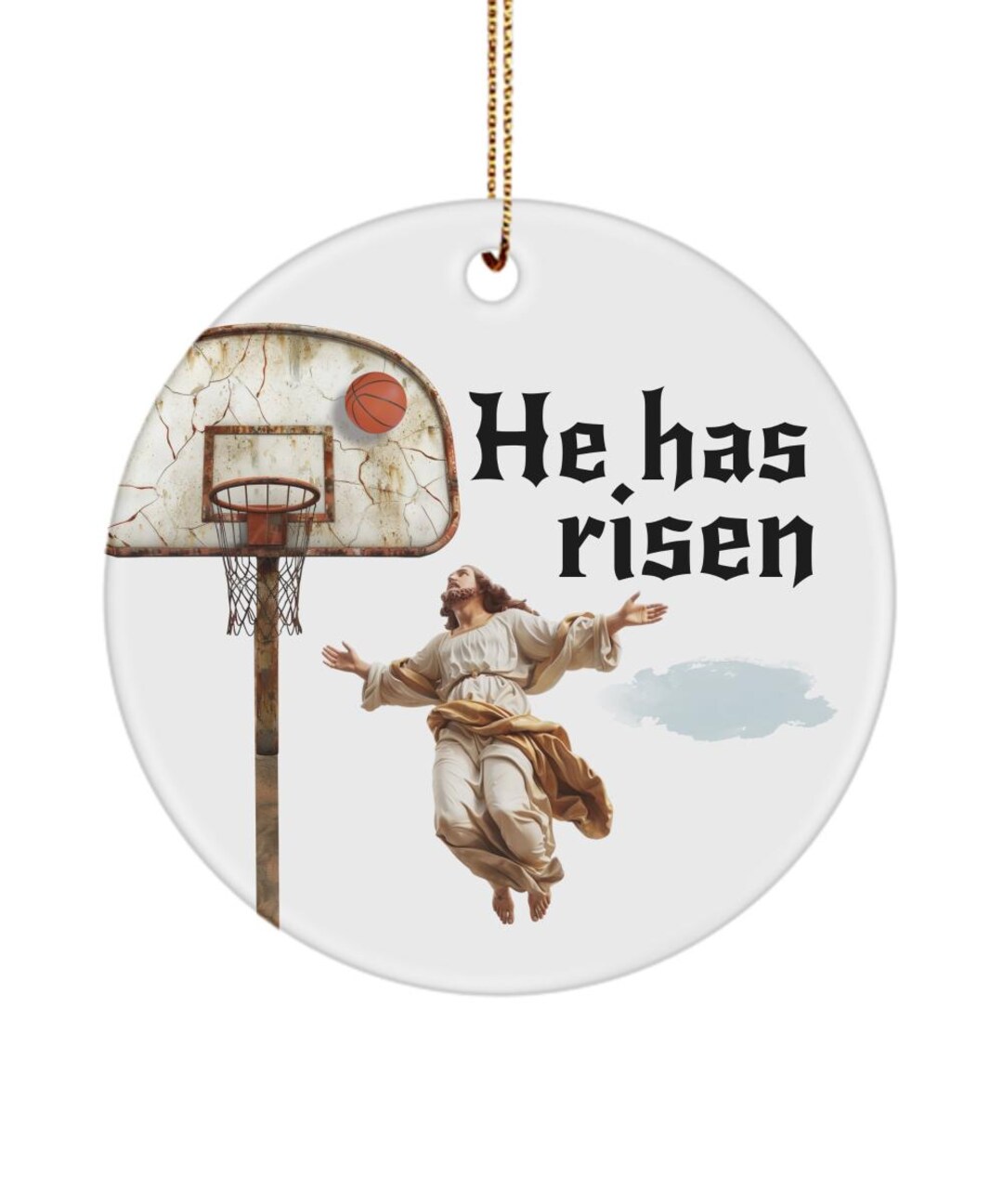 Funny Jesus Basketball Ornament, Gag Jesus Gift for Basketball Coach ...