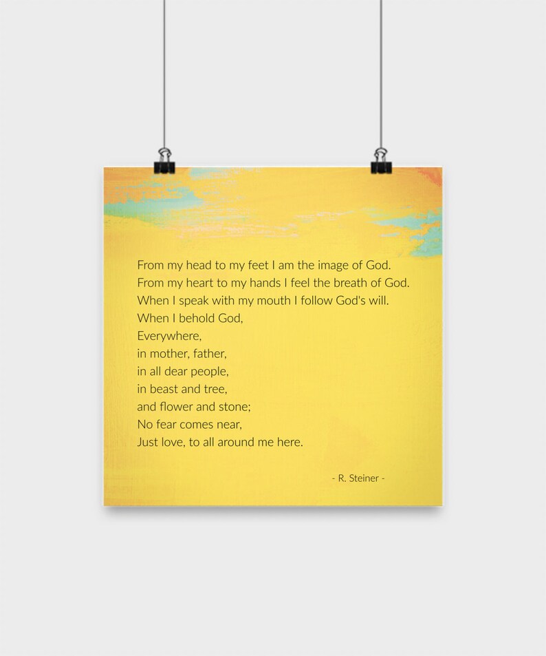 Waldorf Poem Poster, Homeschooling Prayer, Wall Art for Students of ...