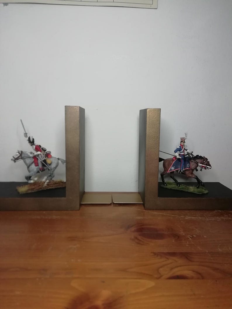 Military Bookends Napoleonic Cavalry Pair British Dragoon and French ...
