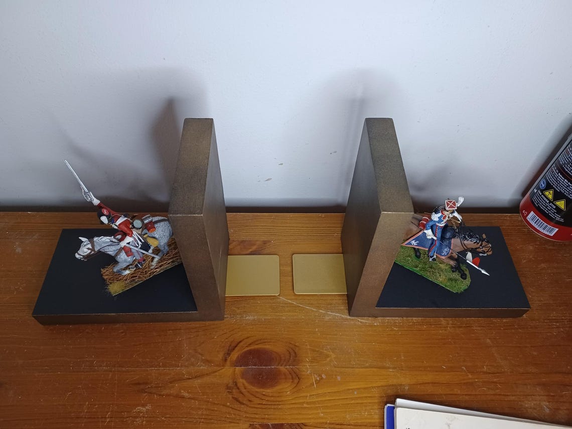 Military Bookends Napoleonic Cavalry Pair British Dragoon and French ...