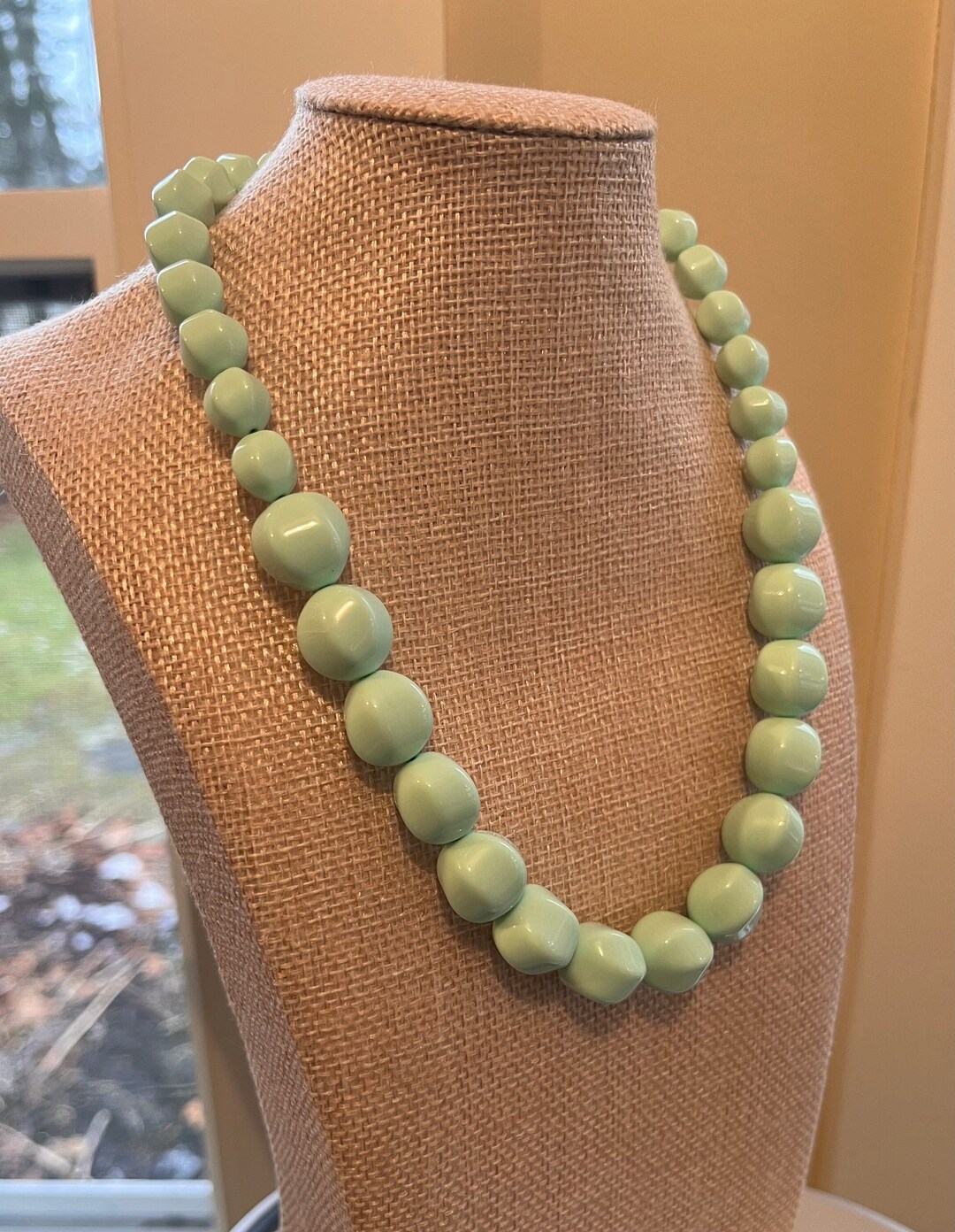 Lucite Bead Necklace/ Robins Egg Blue Beaded Necklace/ Blue Necklace ...