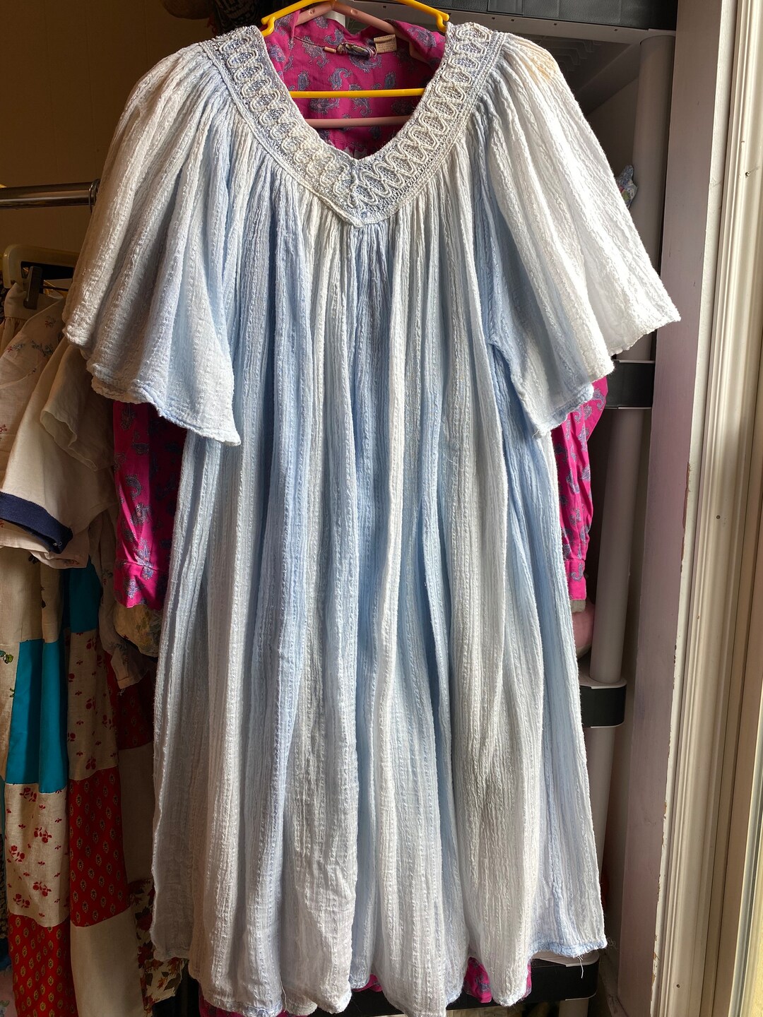 80s Greek Cotton Gauze & Rayon Dress. - Etsy