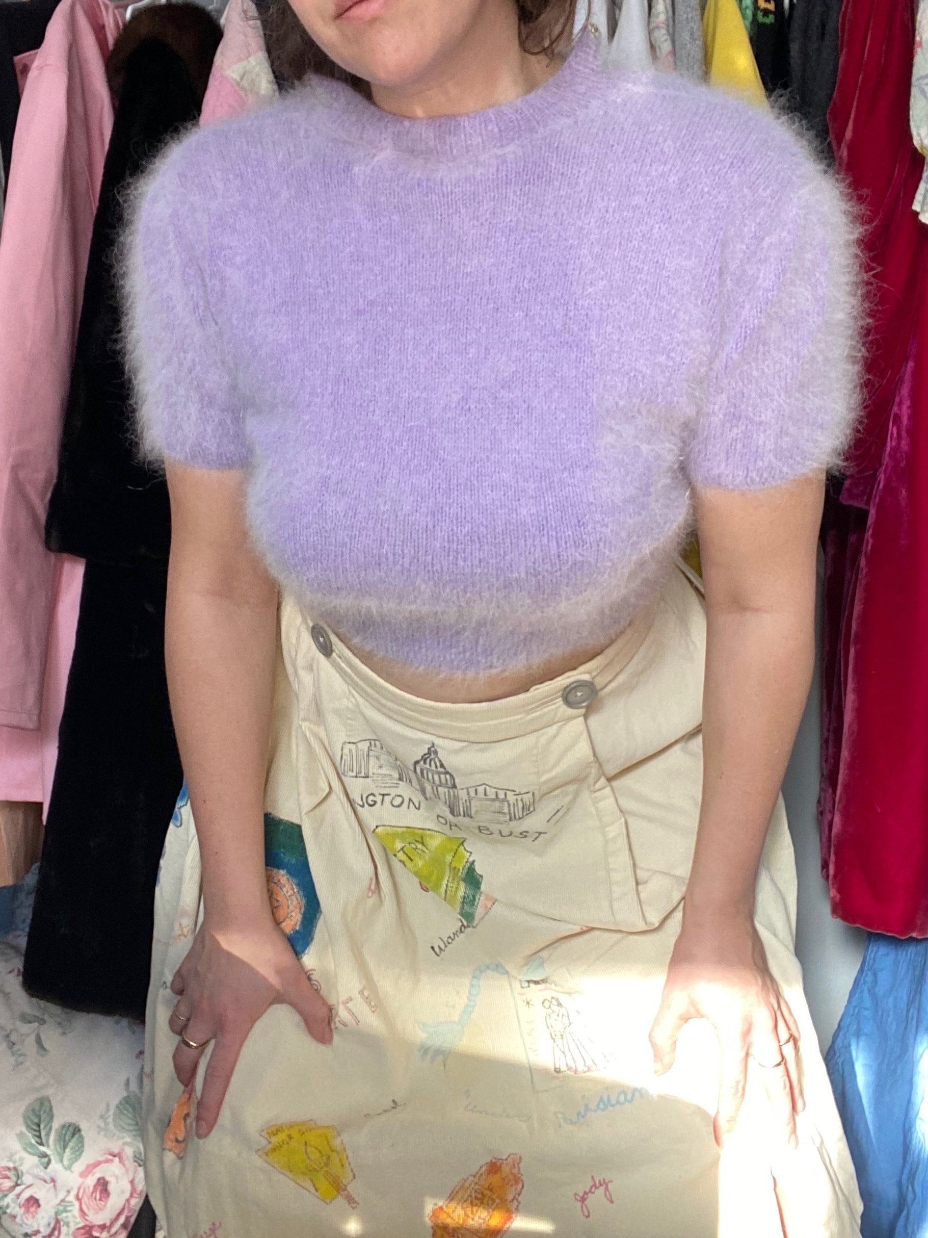 1940s Cropped, Short Sleeve, Angora Sweater, Size M - Etsy