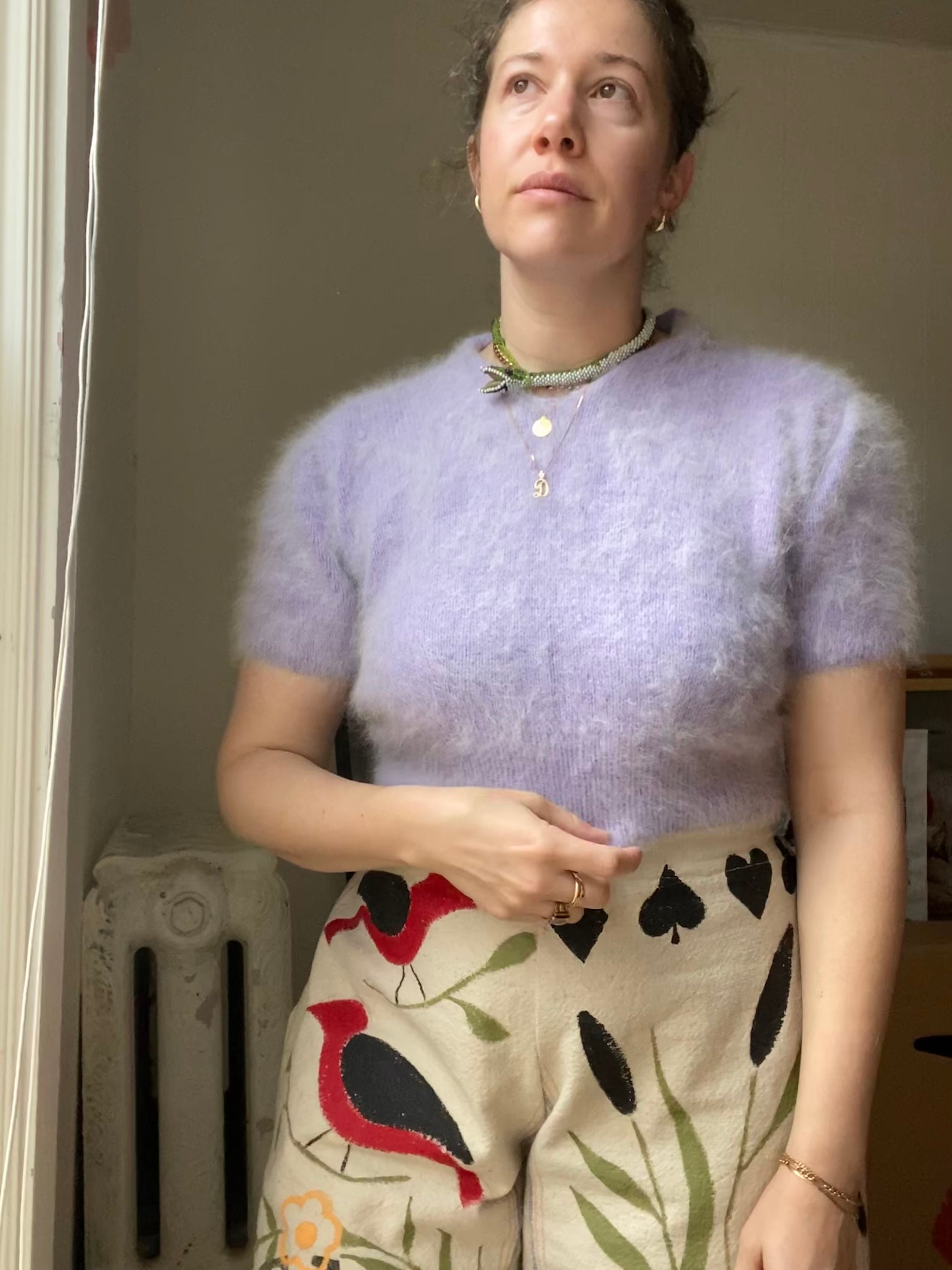 1940s Cropped, Short Sleeve, Angora Sweater, Size M - Etsy