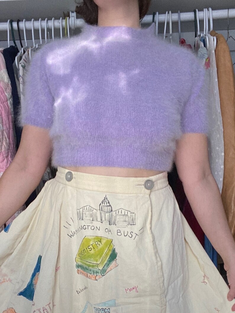 1940s Cropped, Short Sleeve, Angora Sweater, Size M - Etsy