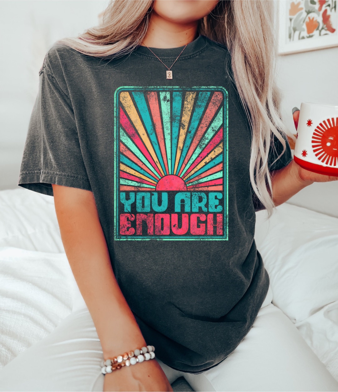 You Are Enough Shirt, Comfort Colors Vintage Inspired T Shirt, Boho ...