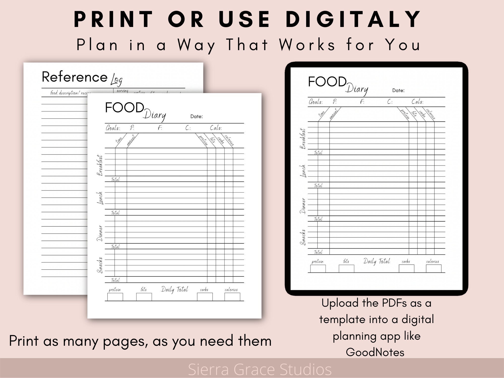 Macro Tracking Food Log Printable Pdf Daily Meal Tracker - Etsy