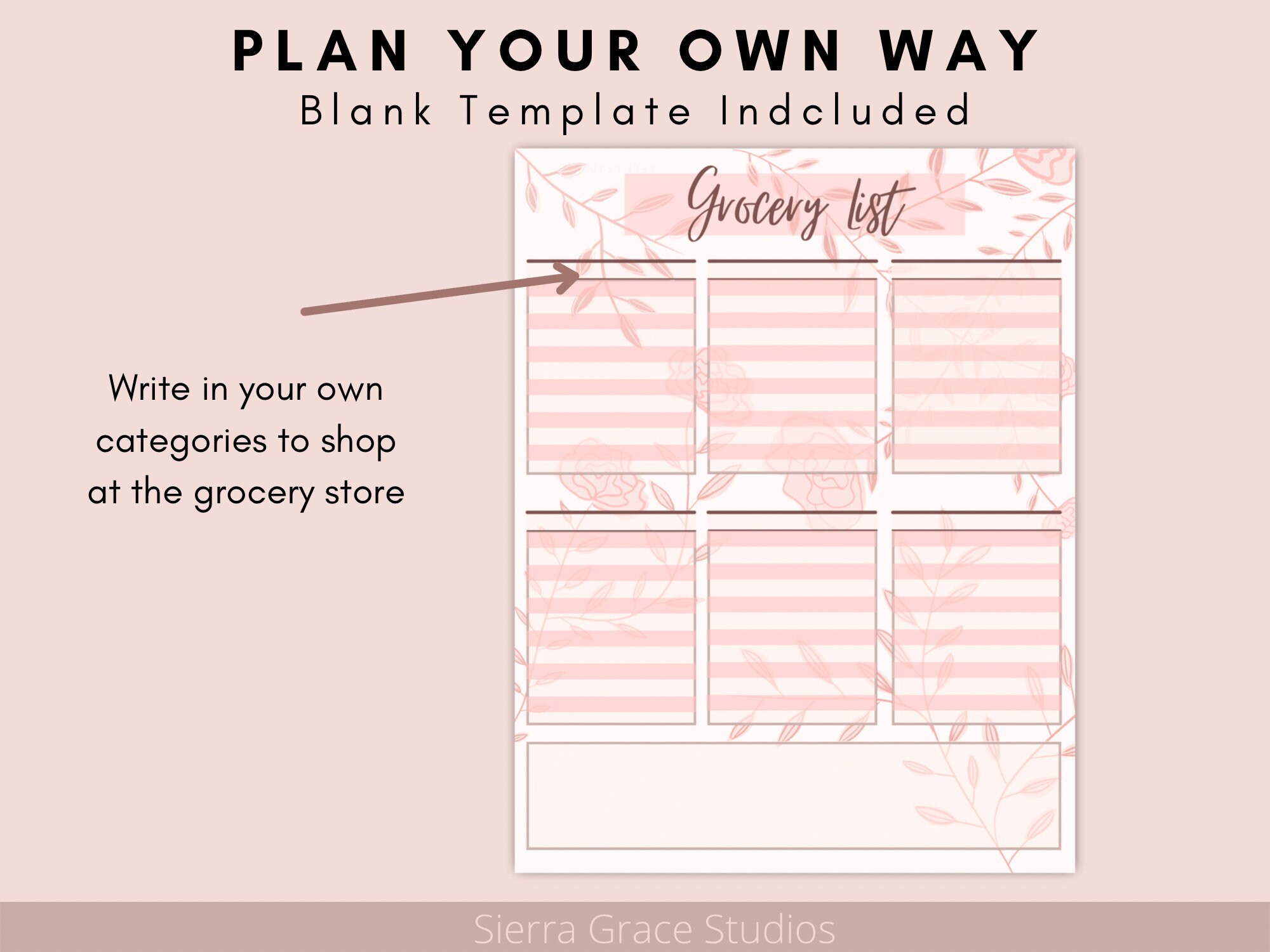 Grocery List Printable PDF Shopping Checklist Template Pre-filled and ...