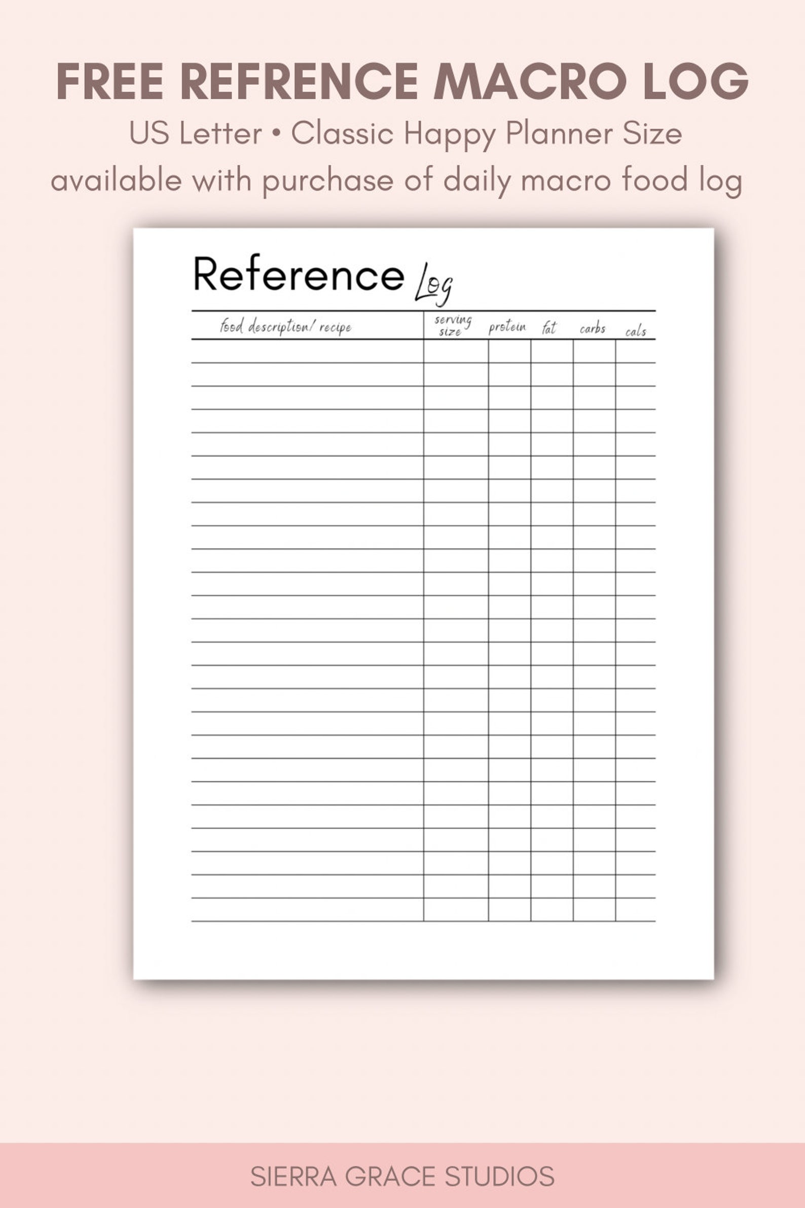 Macro Tracking Food Log Printable Pdf Daily Meal Tracker - Etsy