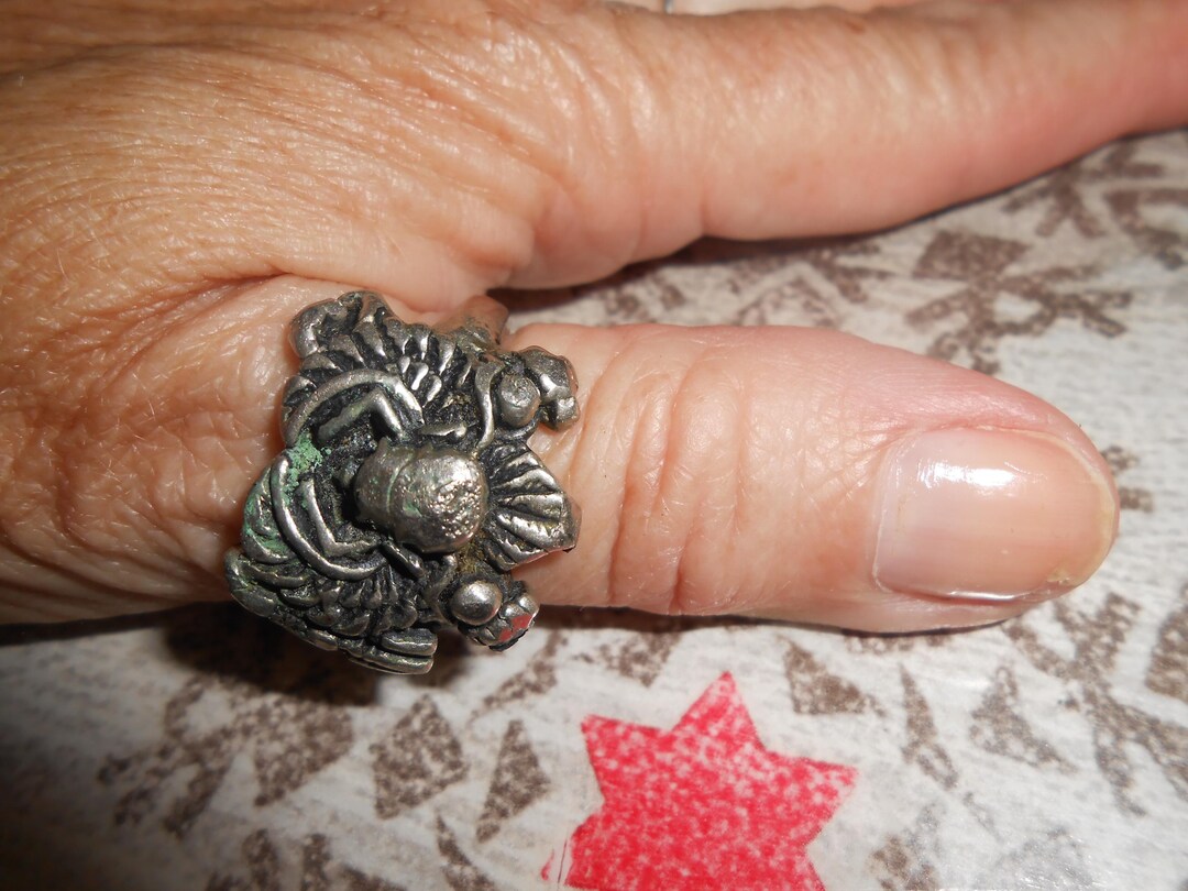 Vintage Cast Metal Spider/ Scarab Beetle Biker Ring - Etsy