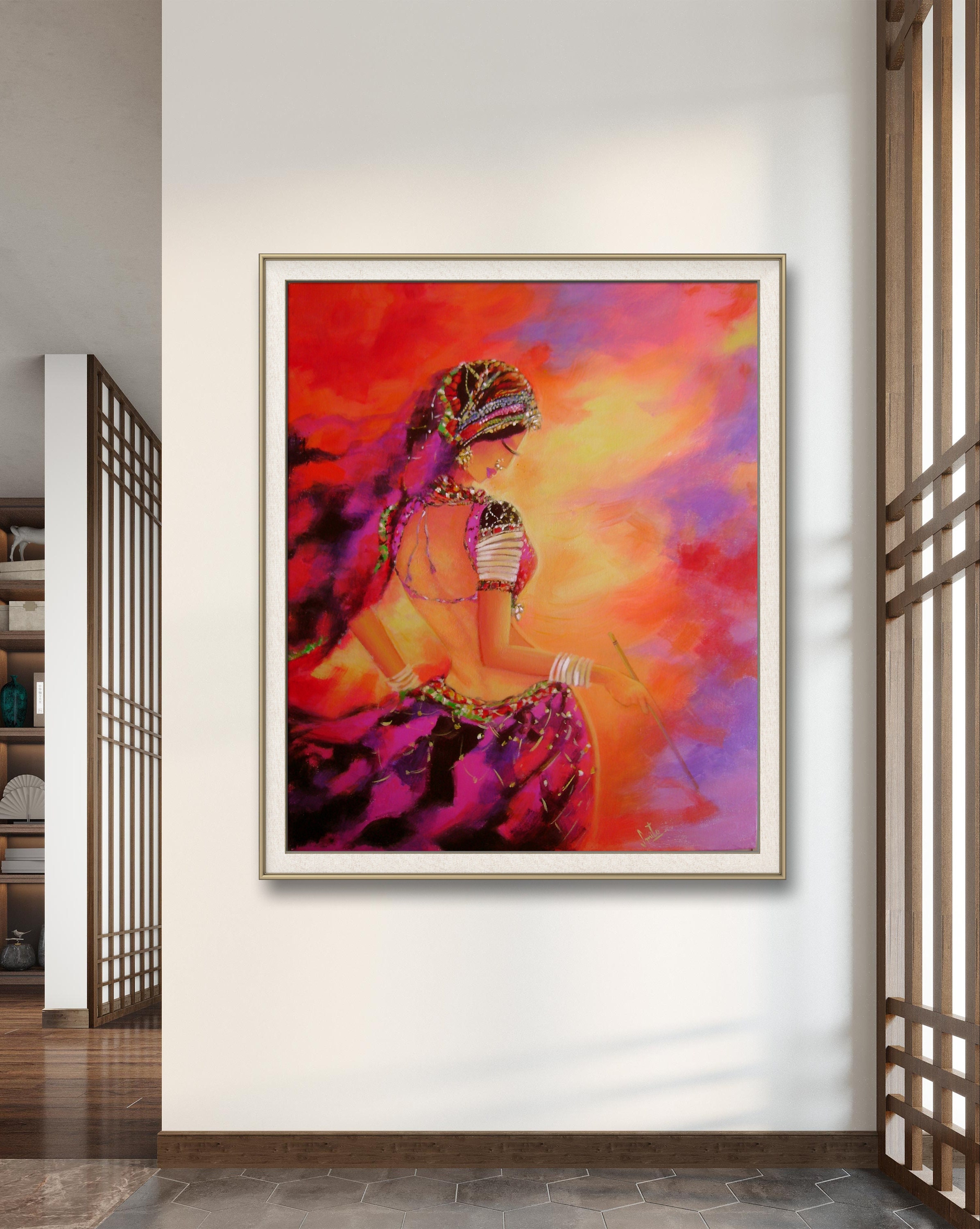 Lady Dancing Indian Folk Dance Painting, Handpainted Original Artwork ...