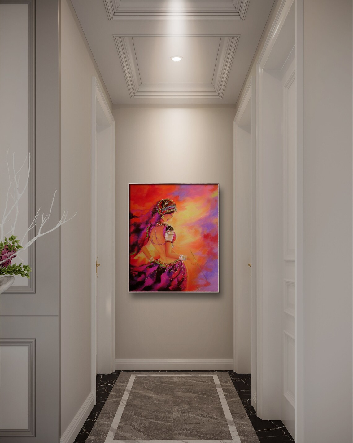 Lady Dancing Indian Folk Dance Painting, Handpainted Original Artwork ...