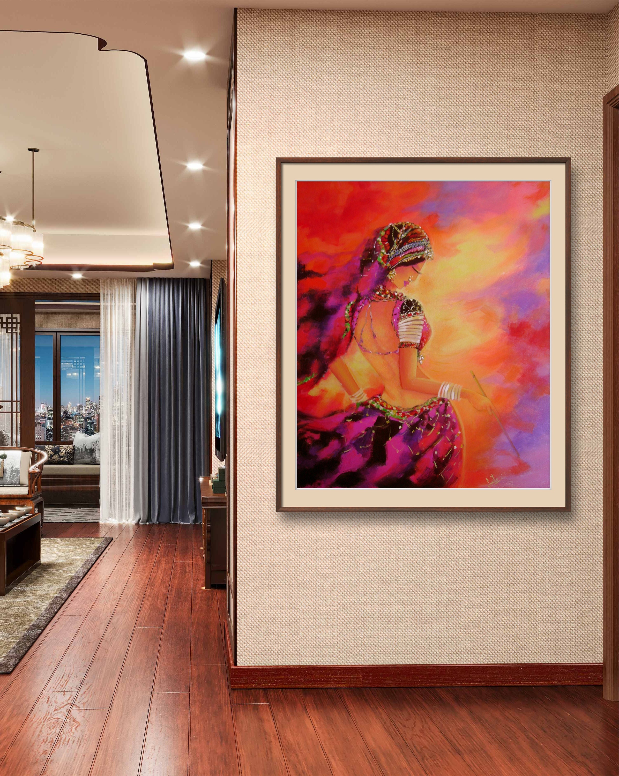 Lady Dancing Indian Folk Dance Painting, Handpainted Original Artwork ...