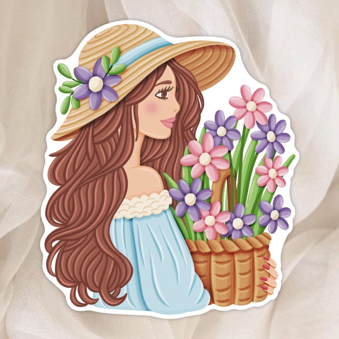 Bucolic Sticker on the Theme of Spring and Flowers - Floral Sticker for ...