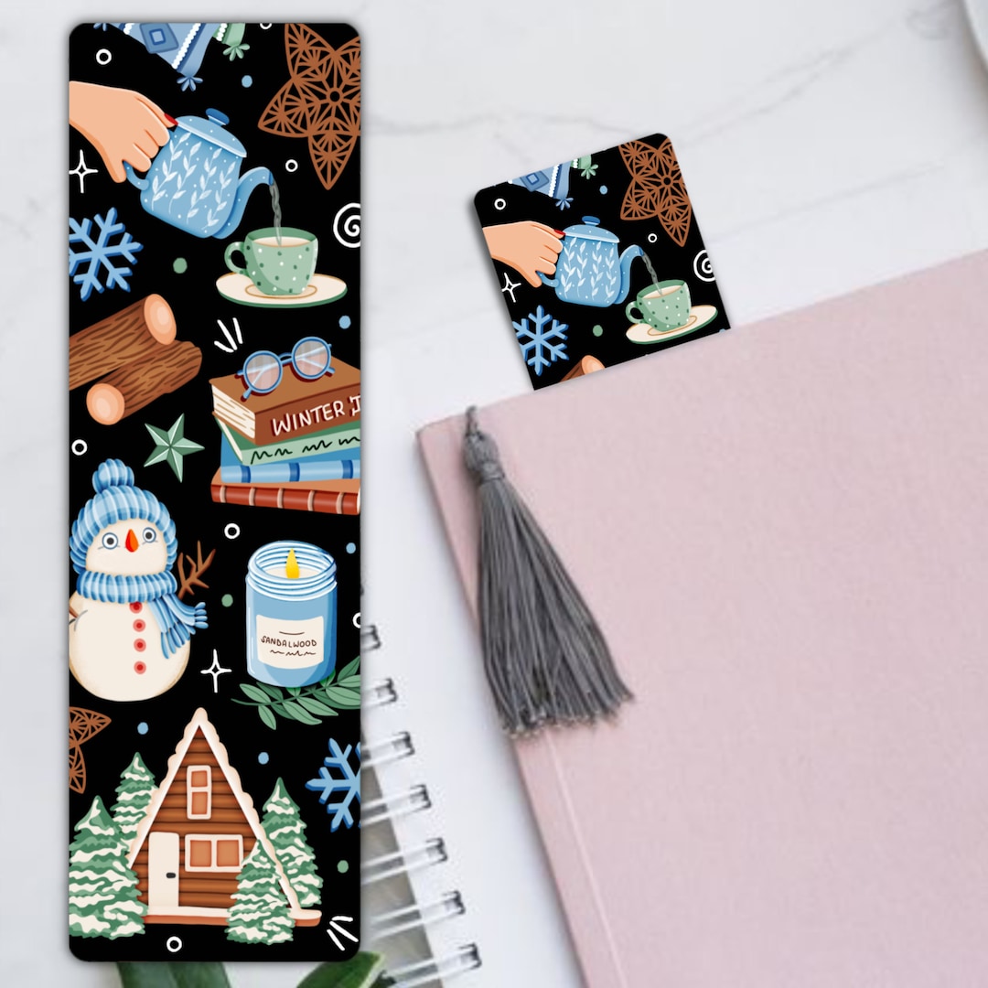 Winter Bookmark Christmas Illustration Winter Bookmark - Etsy