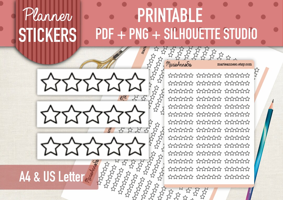 5 Star Rating Stickers Printable Stickers Planner Printable - Etsy