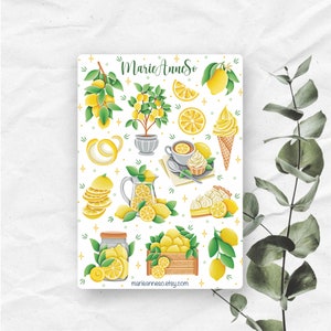 Lemon Themed Sticker Sheet - Journal, Planner, Calendar, Scrapbooking ...