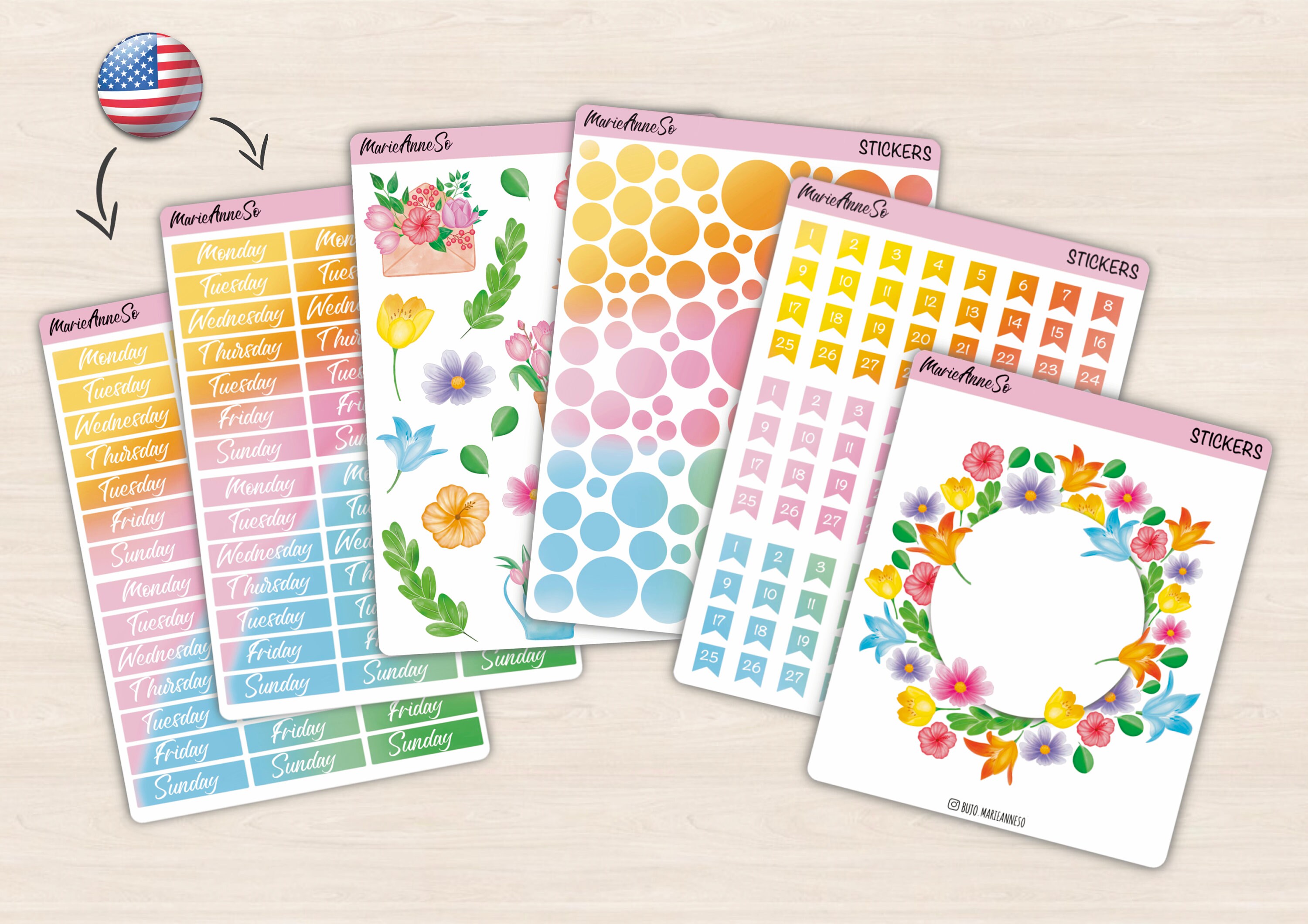 Stickers sur le thème des fleurs et du printemps Bullet - Etsy France