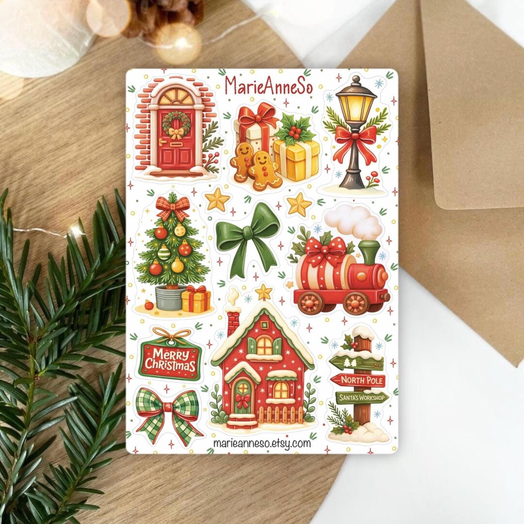 Cozy Winter and Christmas Theme Sticker Sheet - Stickers for Decorating ...