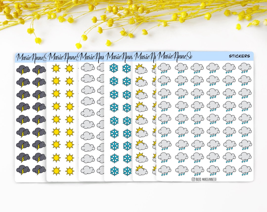 Weather Stickers Weather Planner Stickers Sheet of Weather - Etsy