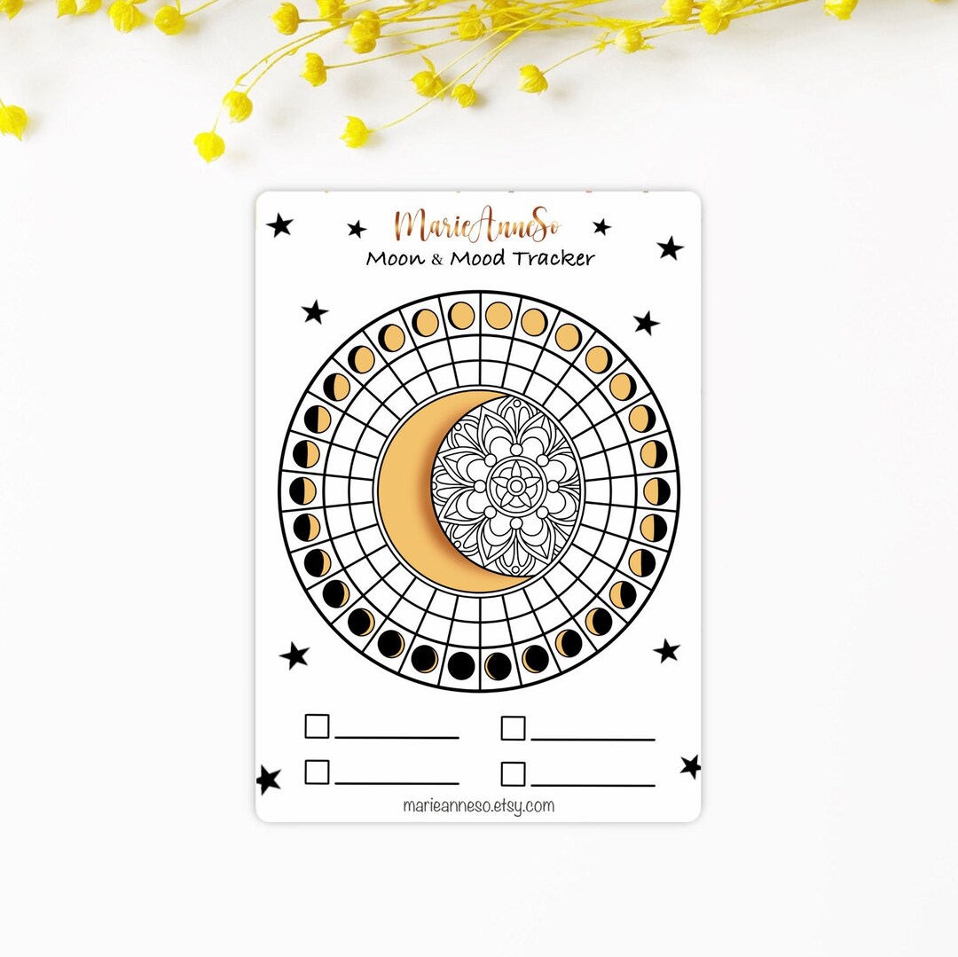 Lunar Cycle and Mood Tracker Sticker Lunar Phases Sticker Moon Tracker ...