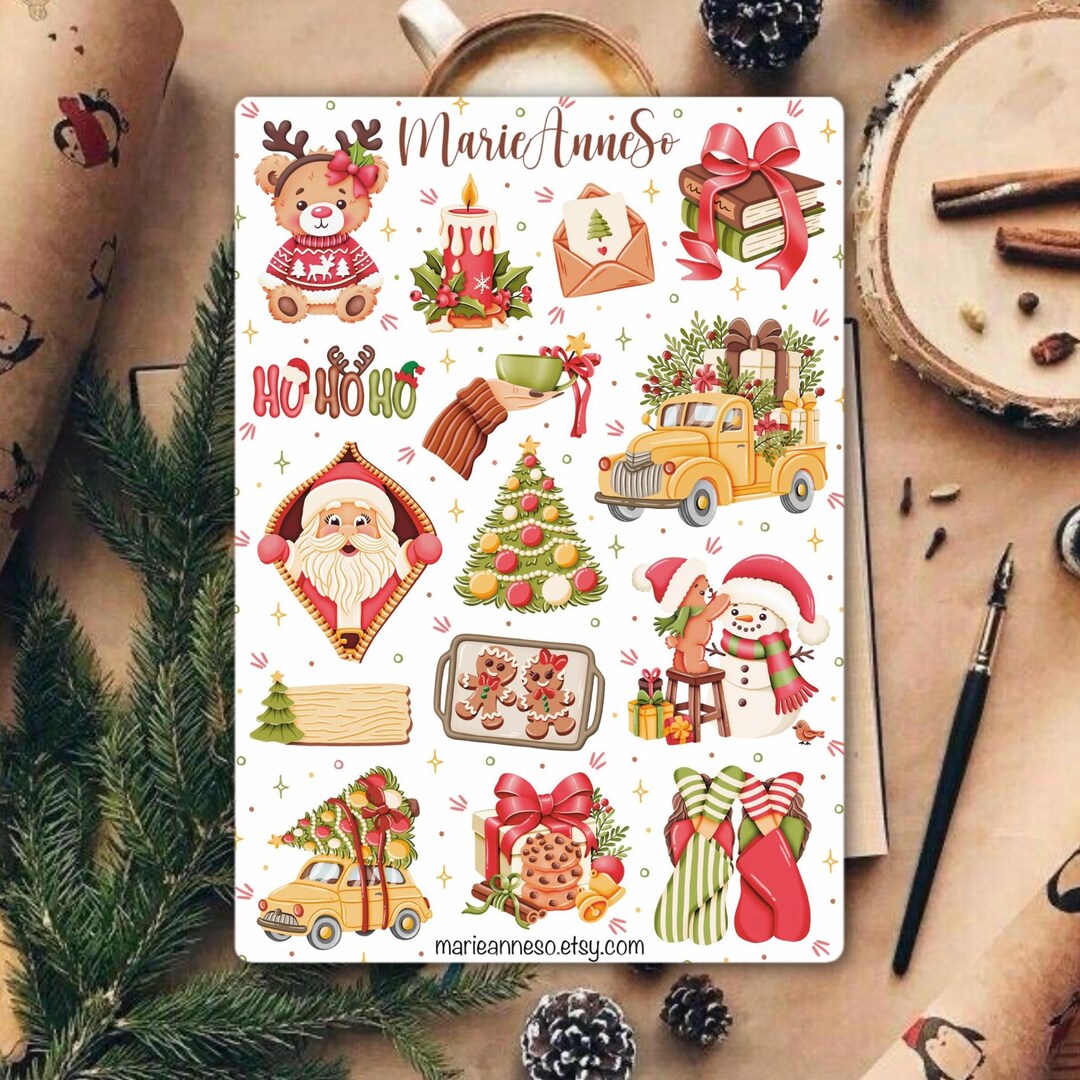 Winter & Christmas Theme Sticker Sheet - Festive Decoration - Perfect ...