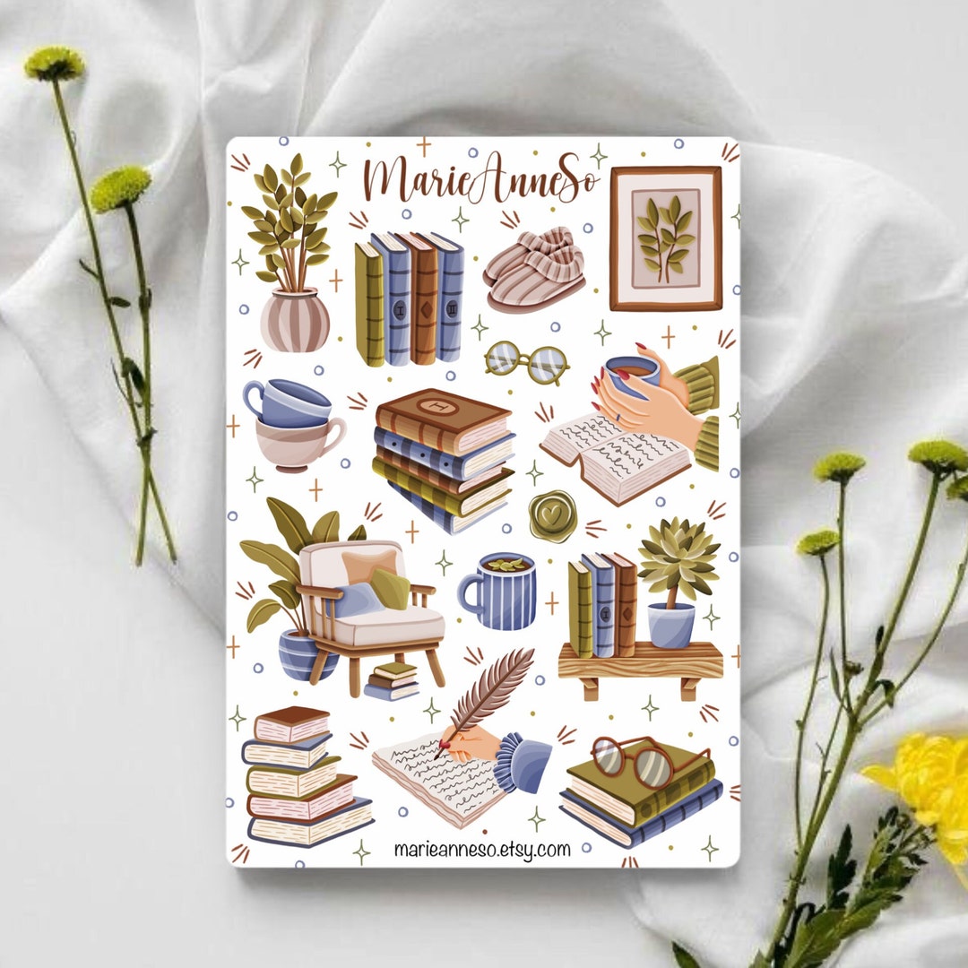 Cozy and Reading Atmosphere Sticker Sheet Stickers for Planner, Journal ...