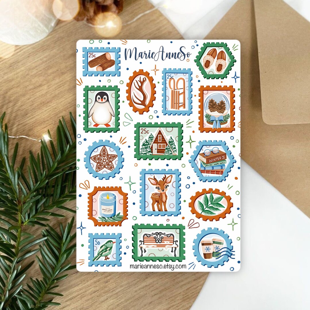 Winter Stamp Sticker Sheet Cozy and Cocooning Collection Stickers for ...