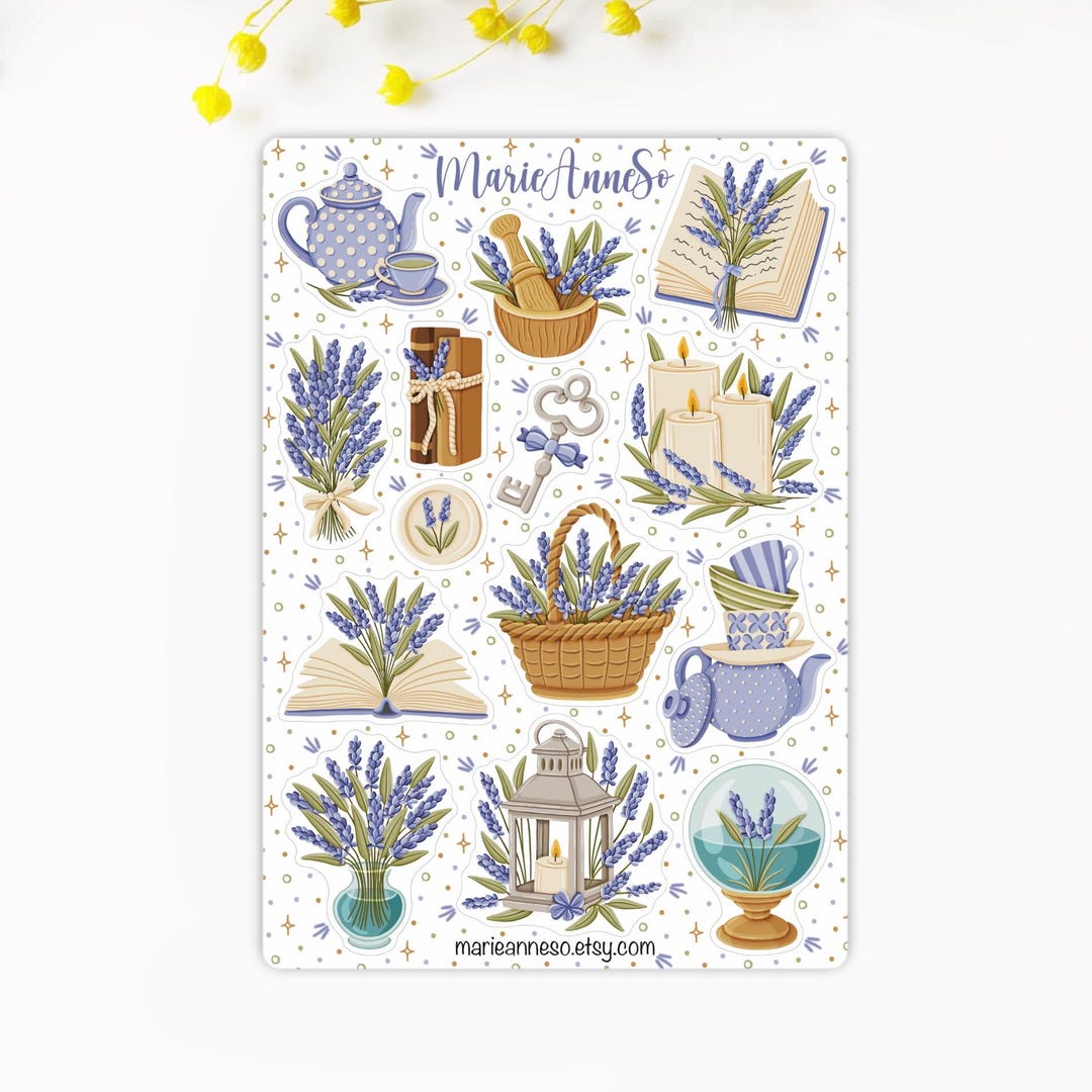 Lavender Provence Stickers | Lavender Cozy Stickers | Vintage Planner ...
