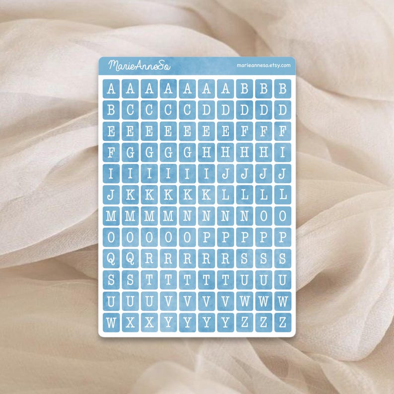Blue Alphabet Sticker Sheet – A to Z Letter Stickers for Planner ...