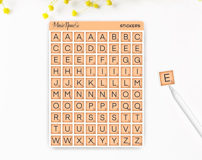 Letter Tile Stickers | Alphabet Tiles | Scrabble Style Letter Stickers ...