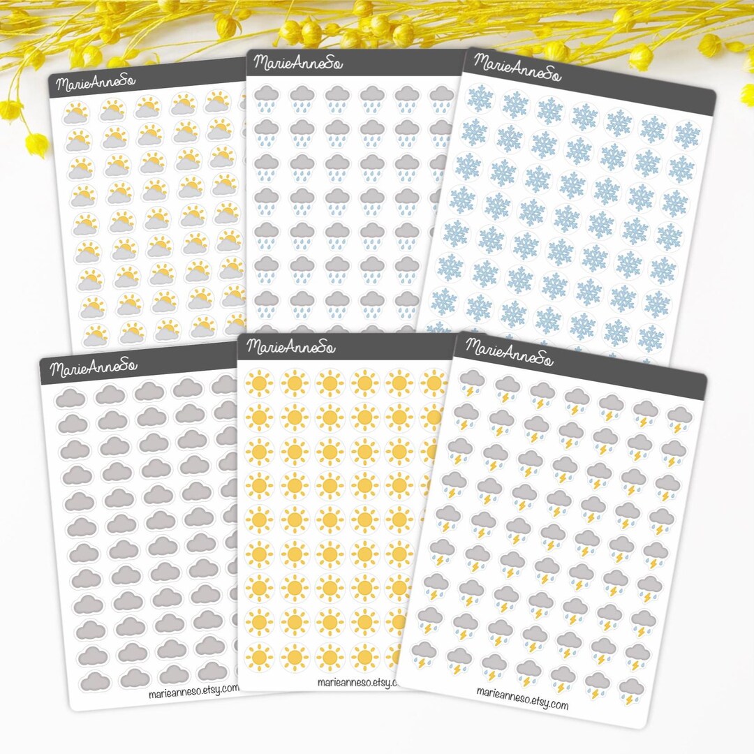 Weather Stickers – Weather Icons for Planners, Notebooks & Diaries ...